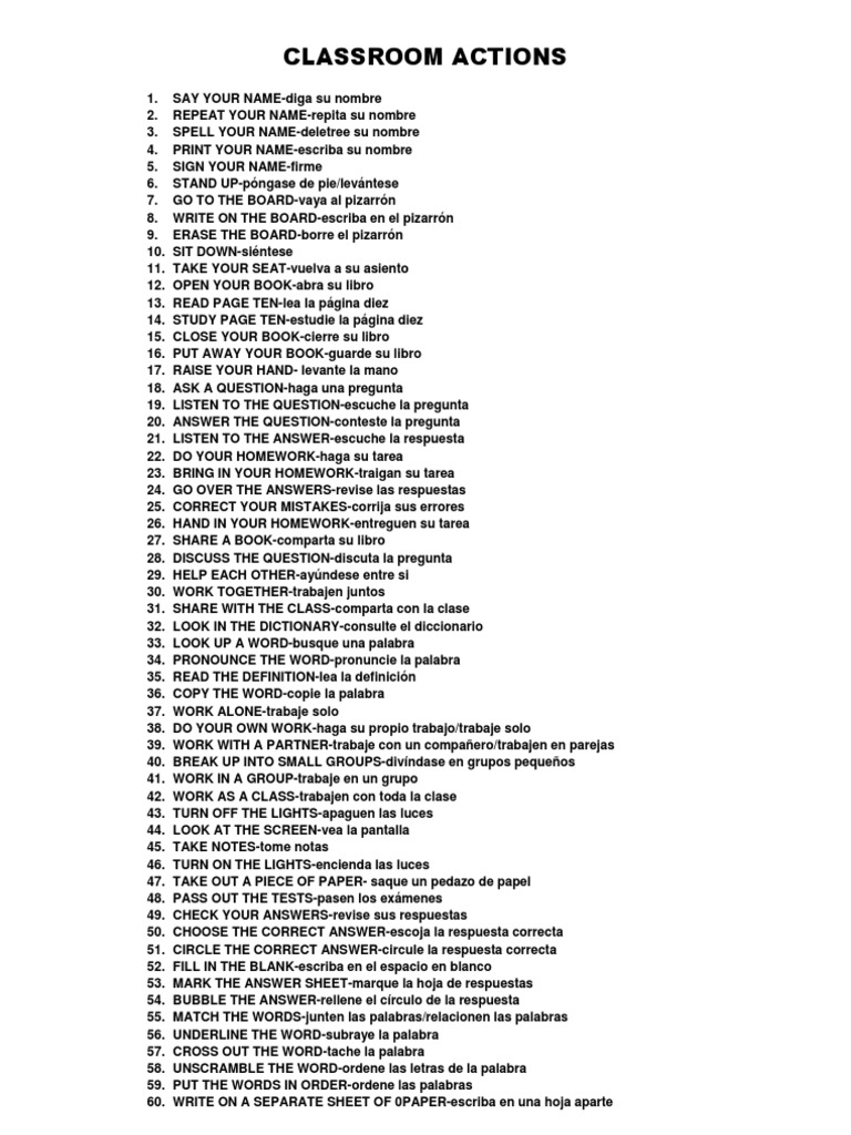 Classroom Actions | PDF