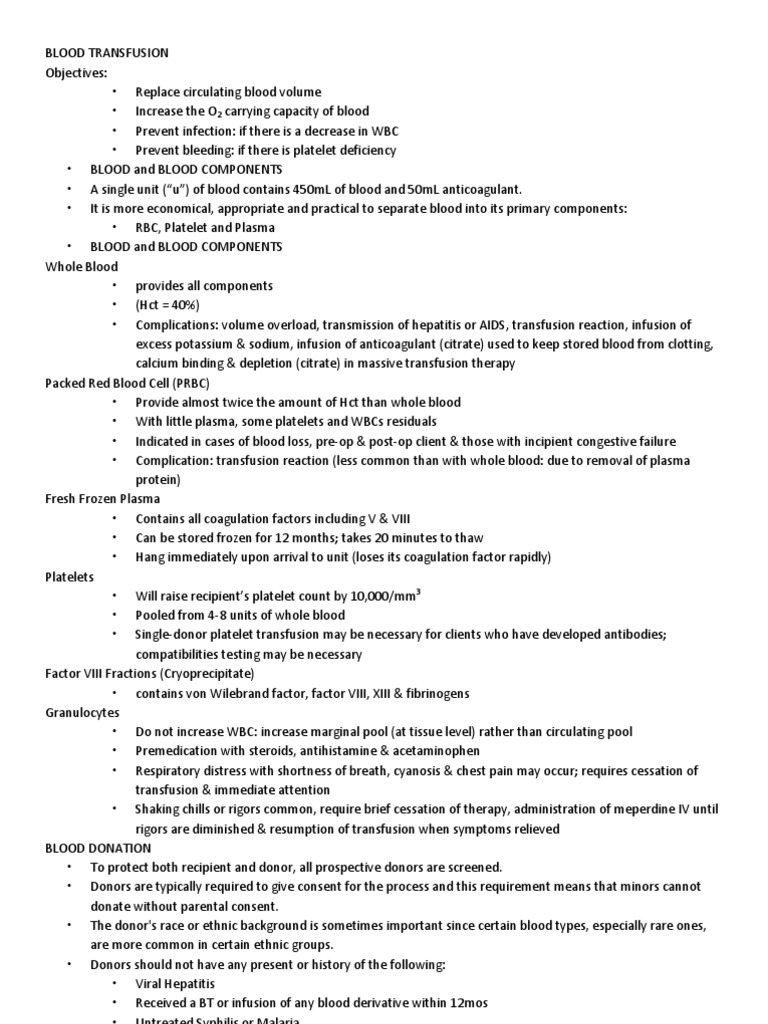 BLOOD TRANSFUSION notes.docx | Blood Type | Blood Transfusion