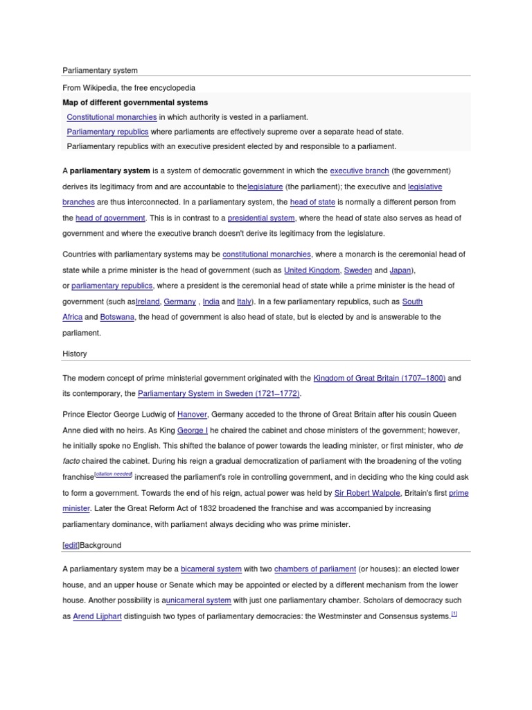 Map of Different Governmental Systems | PDF | Parliamentary System ...
