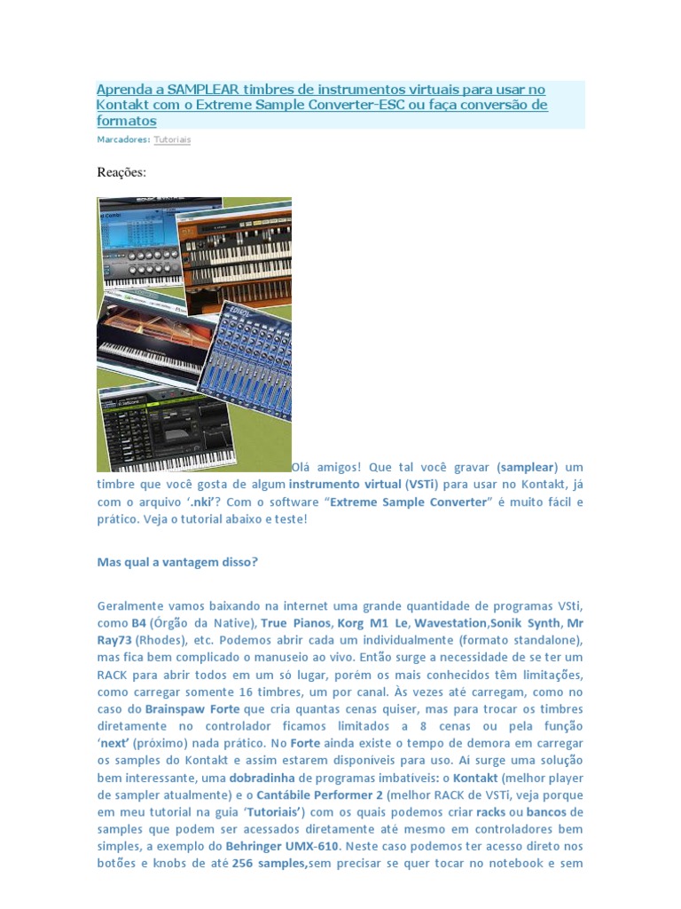 Aprenda A SAMPLEAR Timbres de Instrumentos Virtuais para Usar No ...