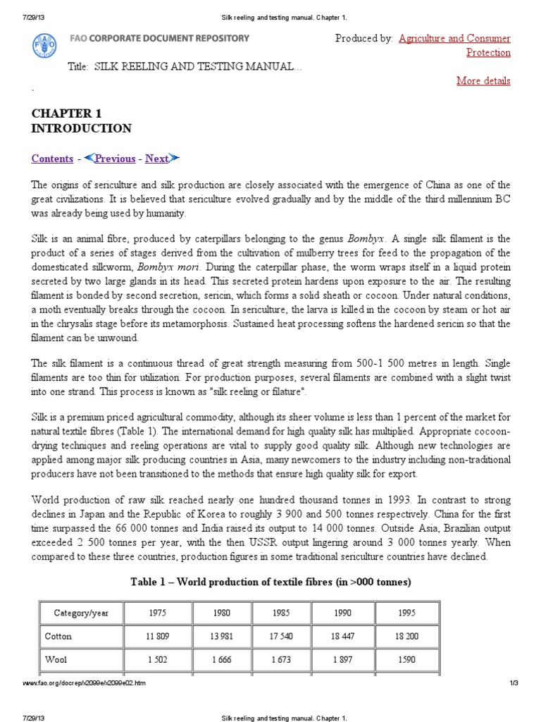 Silk Reeling and Testing Manual. | PDF | Silk | Fibers