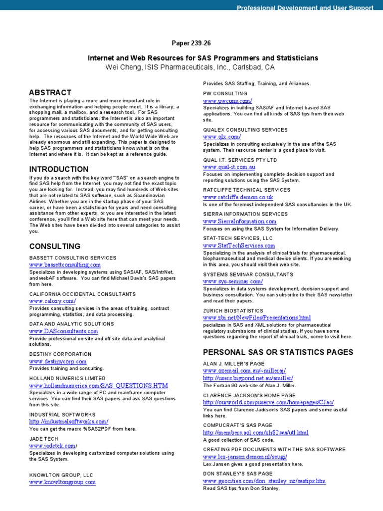 Useful Resources For SAS | PDF | Sas (Software) | Microsoft Excel