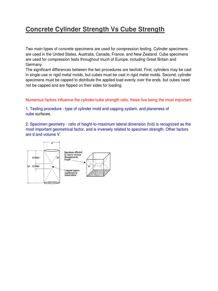 Cylinder Versus Cube Strength | PDF