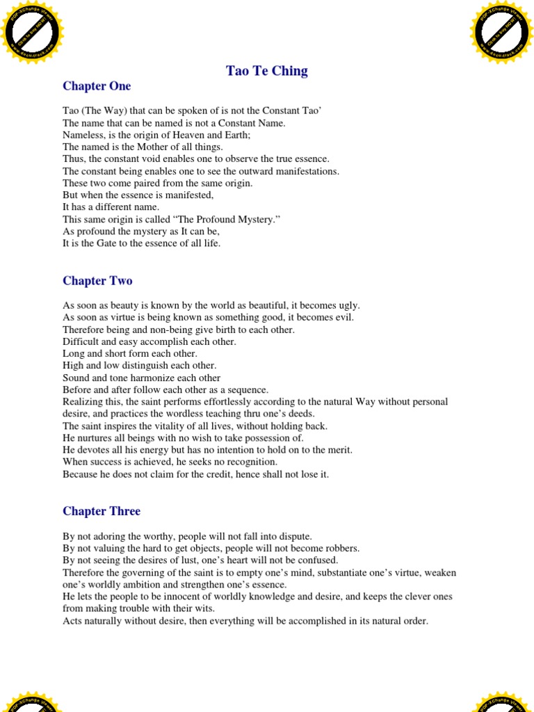Chapter One: Tao Te Ching | PDF | Tao | Heaven