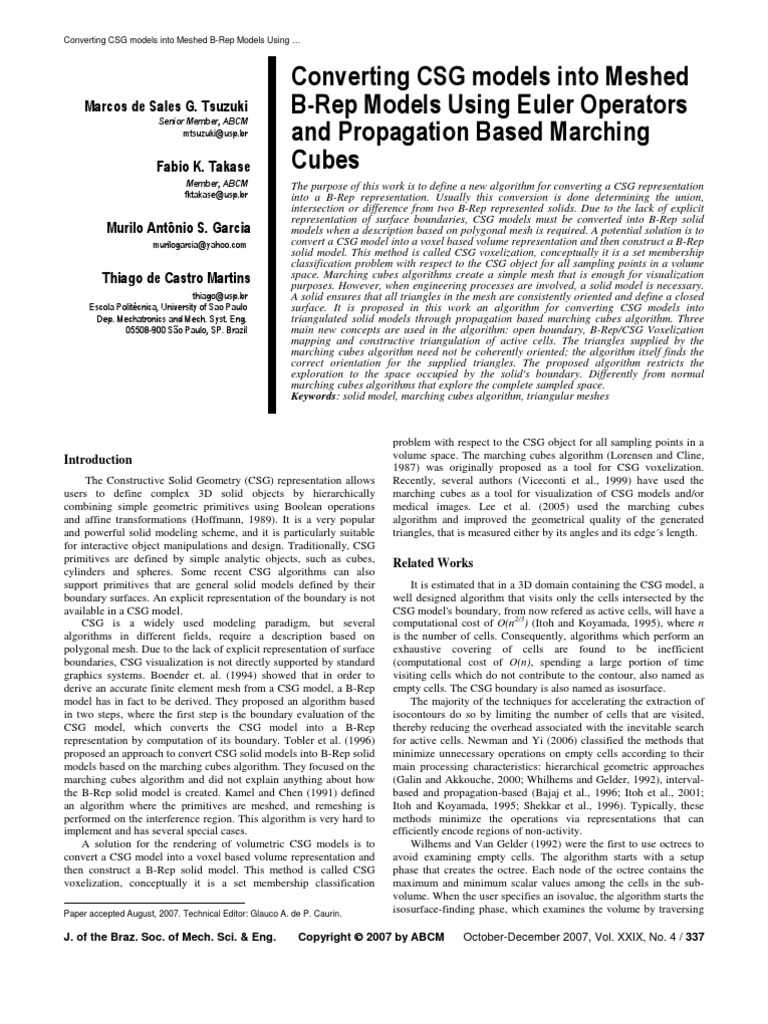Converting CSG Models Into Meshed B-Rep Models Using Euler Operators and Propagation Based ...