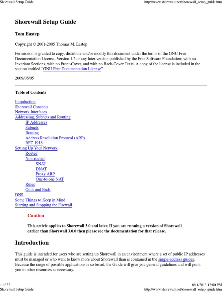 Shorewall Setup Guide | PDF | Ip Address | Firewall (Computing)