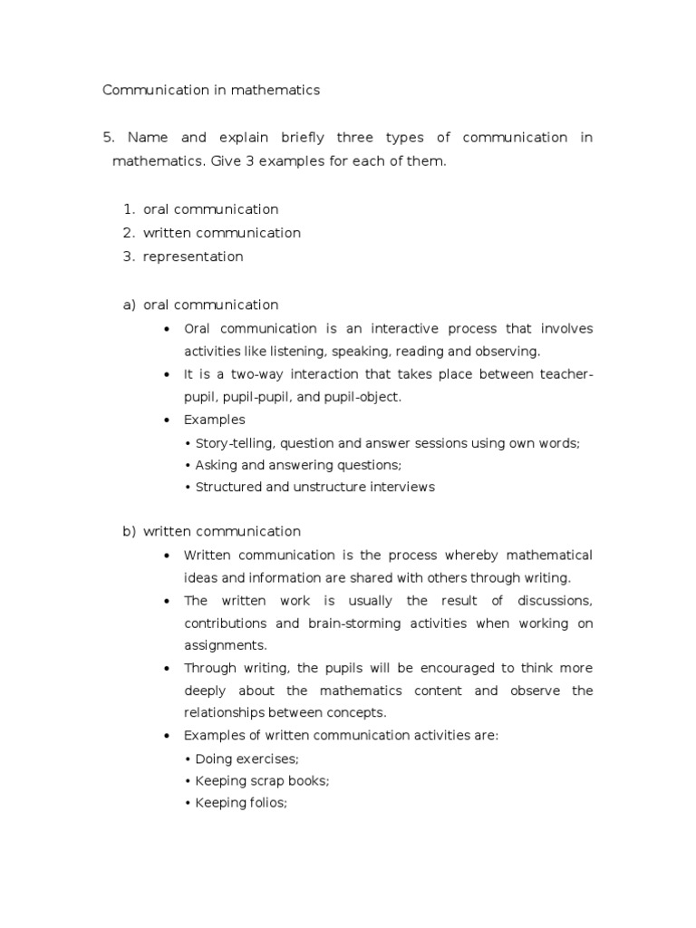 Communication in Mathematics | PDF | Representation (Arts) | Communication