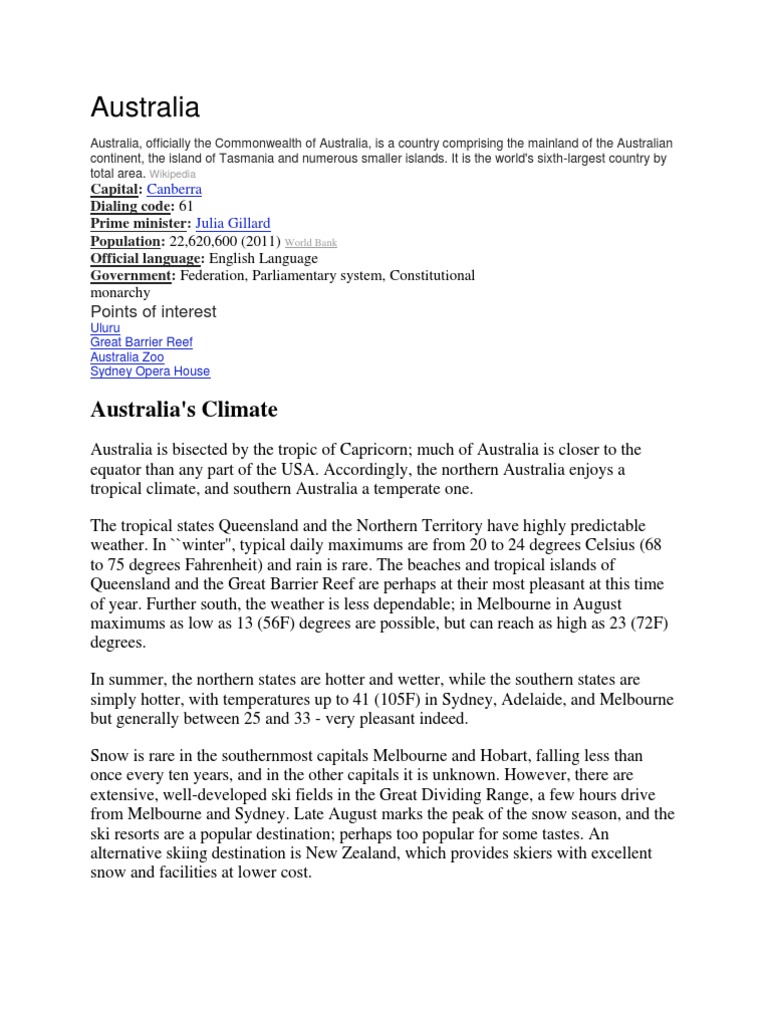 Australia Geography | PDF | Rain | Australia