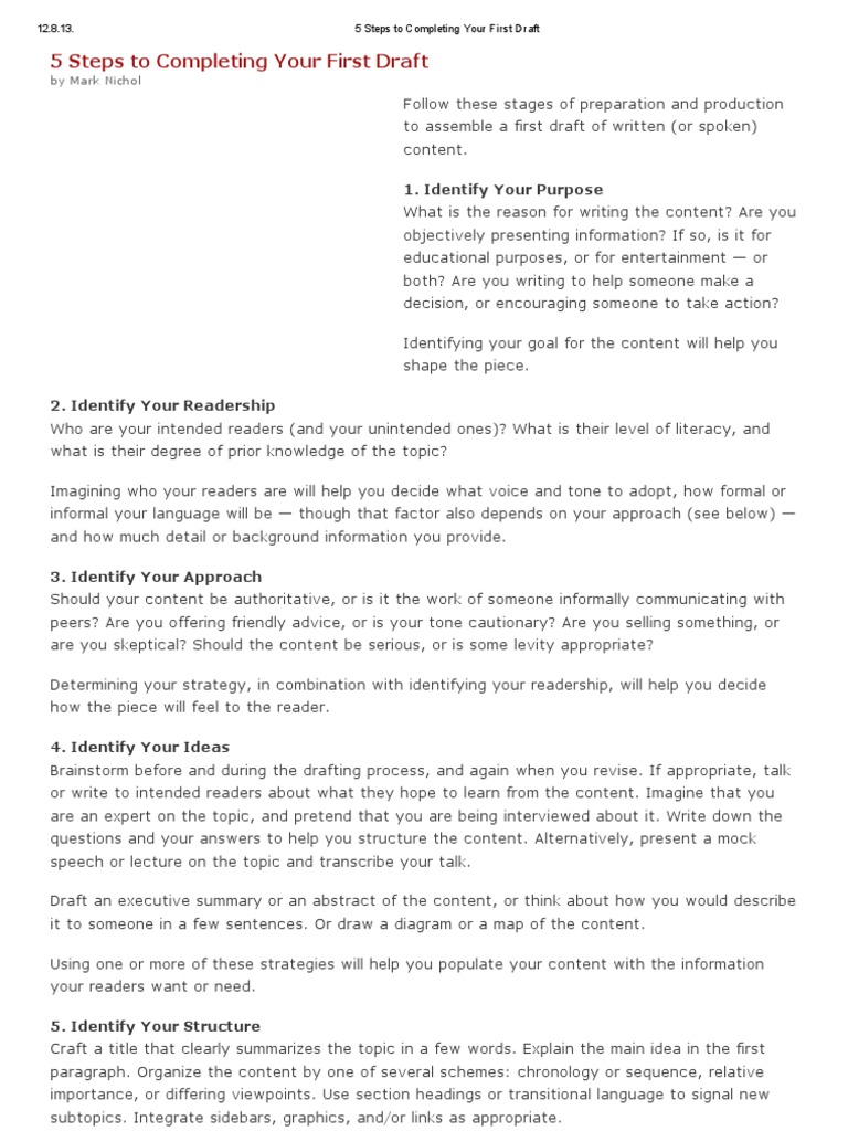 5 Steps To Completing Your First Draft | PDF | Semiotics | Epistemology