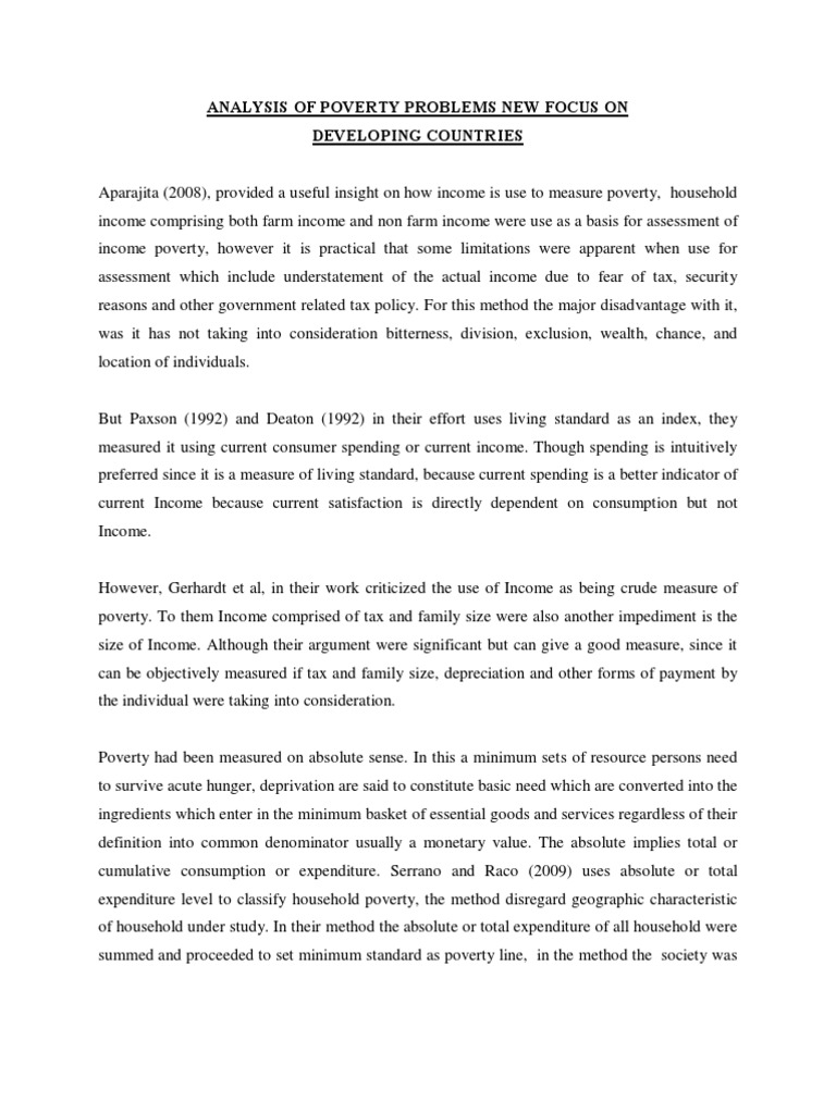 Analysis of Poverty Problem New Focus in Developing Countries ...