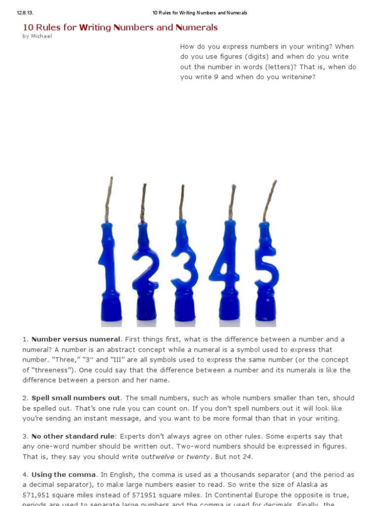 Ten Rules For Writing Numbers and Numerals | Download Free PDF ...