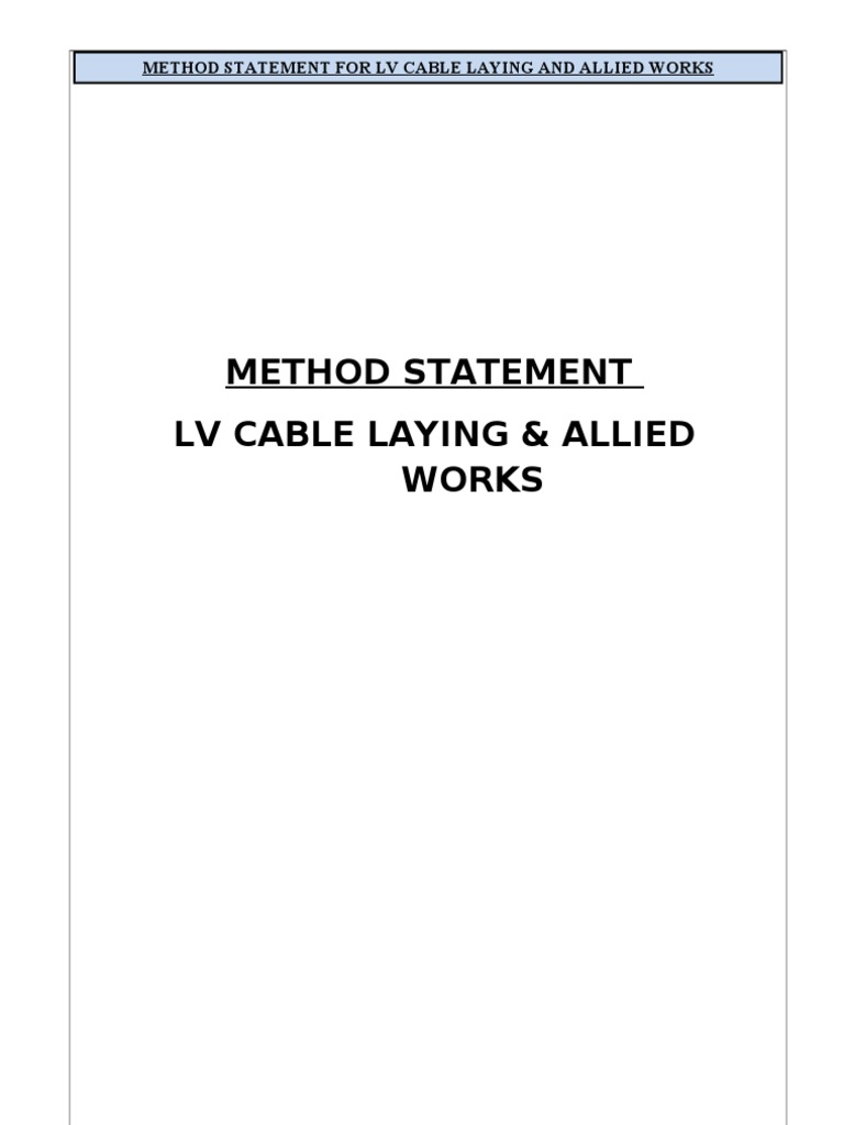LV Cable Laying | PDF | Cable | Electrical Connector