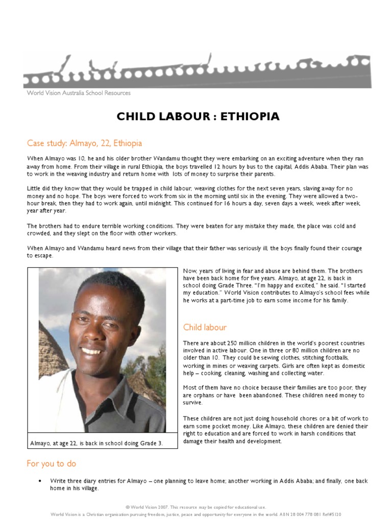 Child Labour: Ethiopia: Case Study: Almayo, 22, Ethiopia | Download ...