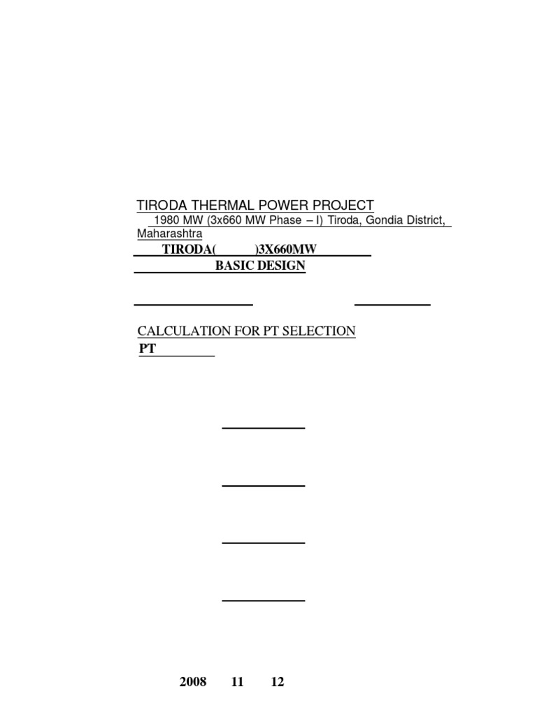 Calculation for PT Selection for the 1980MW Tiroda Thermal Power ...