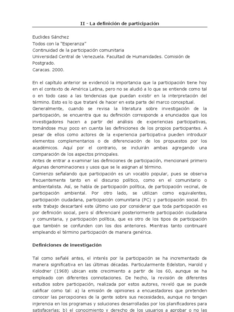 Definición y Tipos de Participación | PDF | Toma de decisiones | Ciudadanía