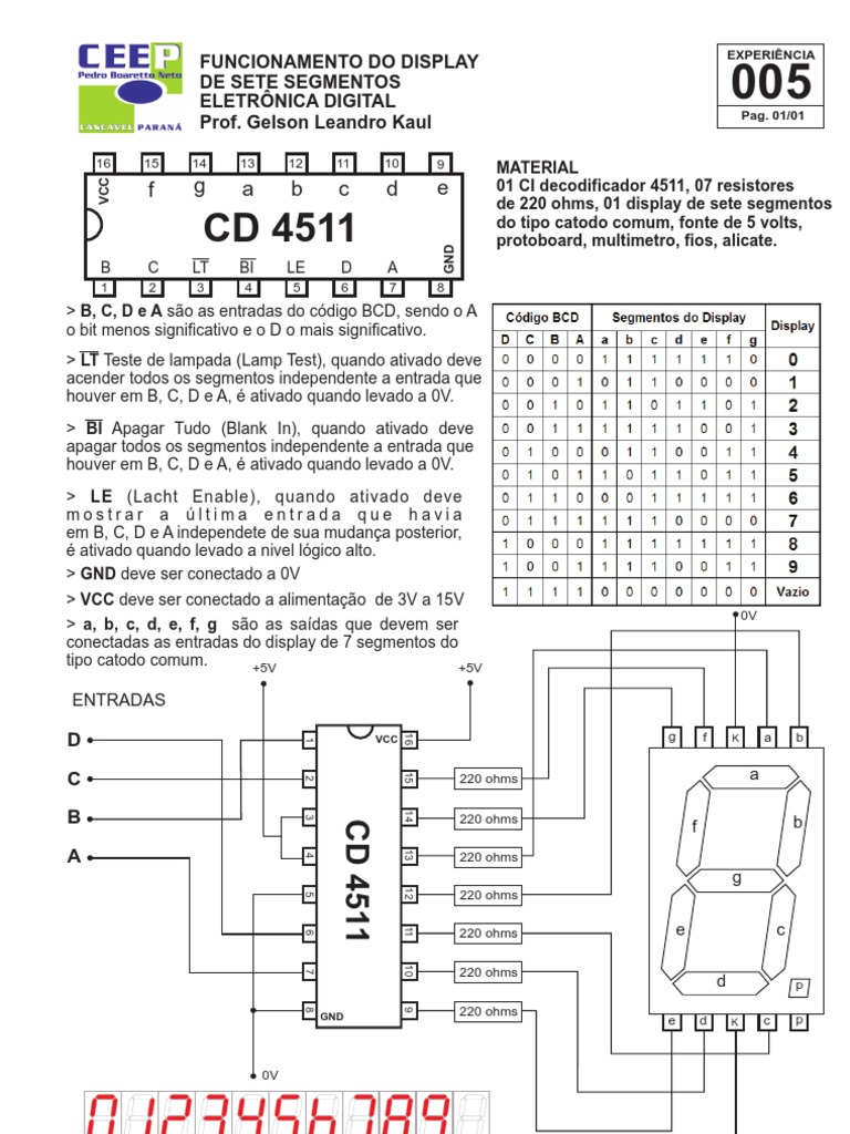 Display de Sete Segmentos | PDF | Eletrônicos digitais | Eletromagnetismo