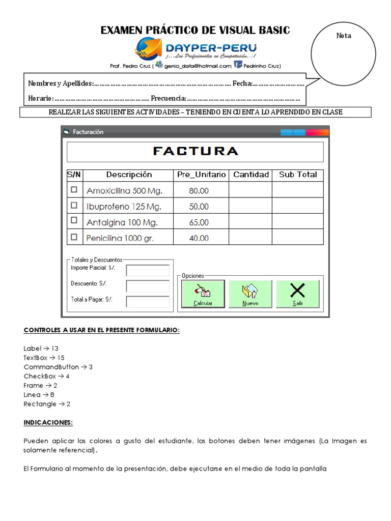 Examen Práctico de Visual Basic | PDF