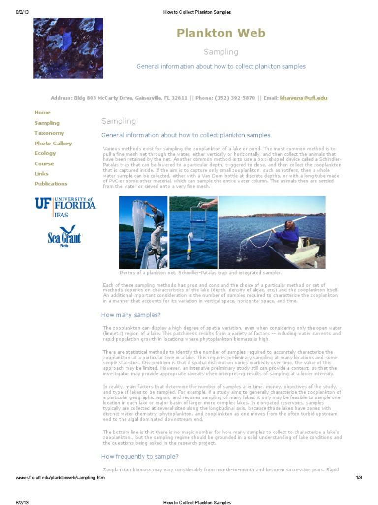 How To Collect Plankton Samples | PDF | Plankton | Sampling (Statistics)