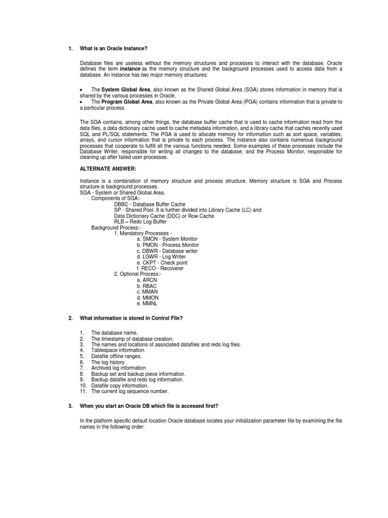 Interview Questions For Oracle Dba Pdf Oracle Database Pl Sql