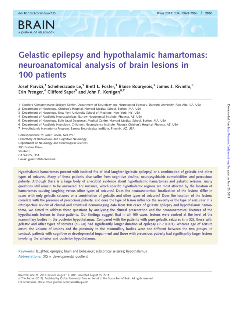 Brain: Gelastic Epilepsy and Hypothalamic Hamartomas: Neuroanatomical ...