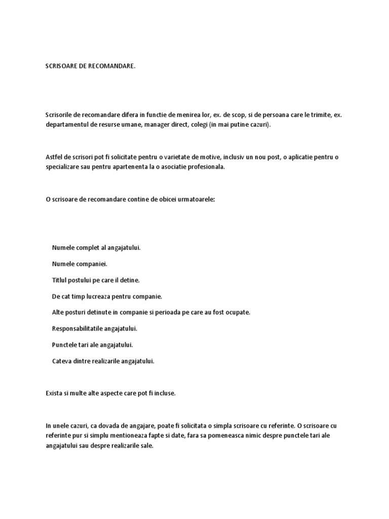 Scrisoare de Recomandare | PDF