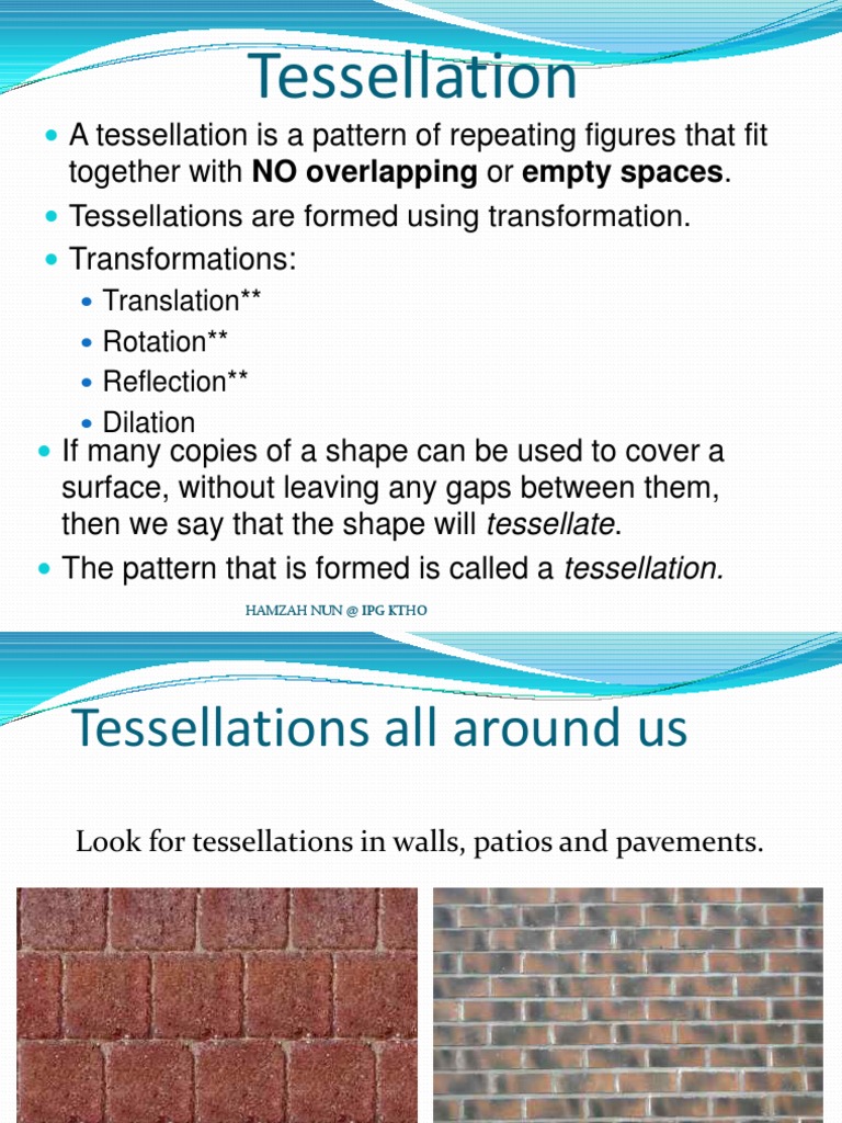 Tessellation: Translation Rotation Reflection Dilation | PDF | Euclid ...