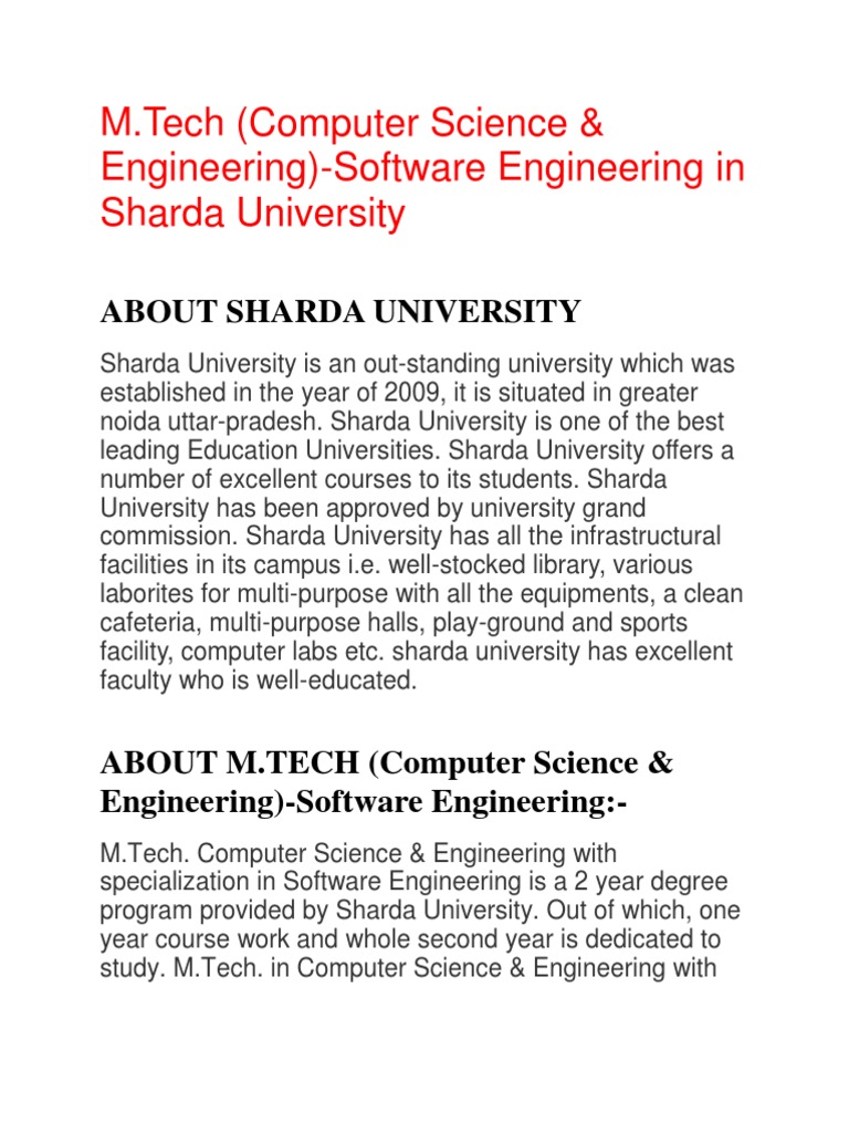M.tech (Computer Science & Engineering) - Software Engineering (31-July ...