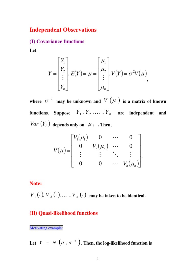Independent Observations: (I) Covariance Functions | Download Free PDF | Vector Autoregression ...