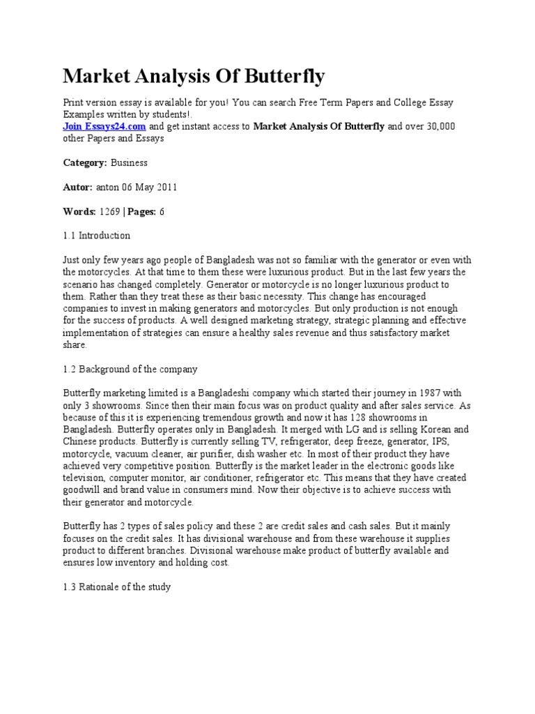 Market Analysis of Butterfly | PDF | Strategic Management | Marketing