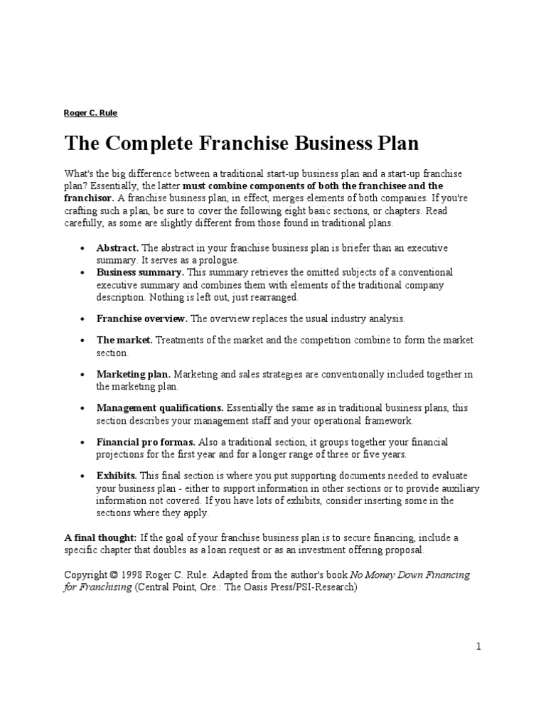 Franchisee Business Plan | PDF | Franchising | Royalty Payment