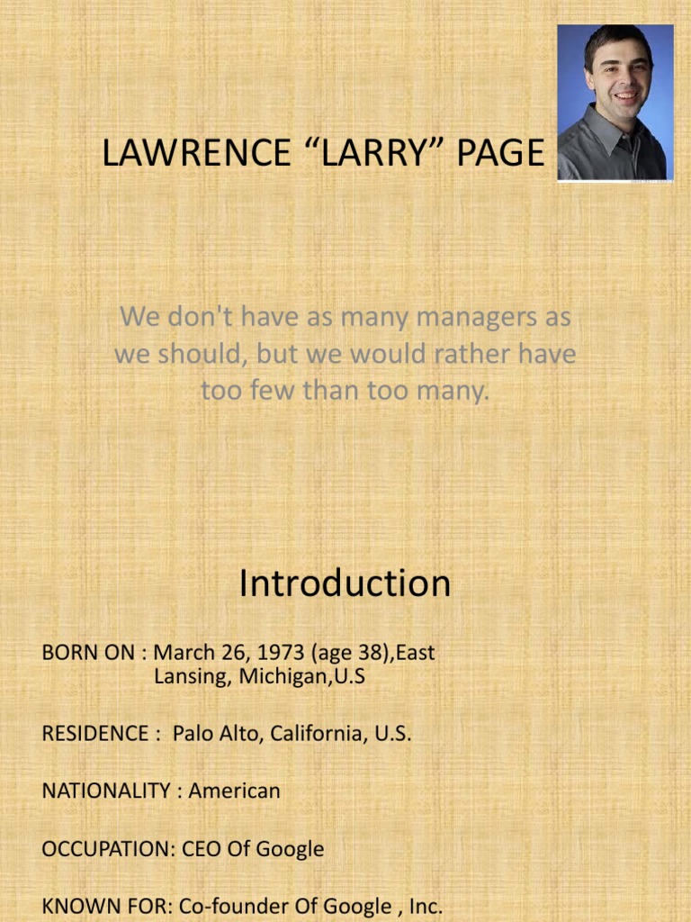 Larry Page: Google Co-Founder Profile | PDF | Google | Internet