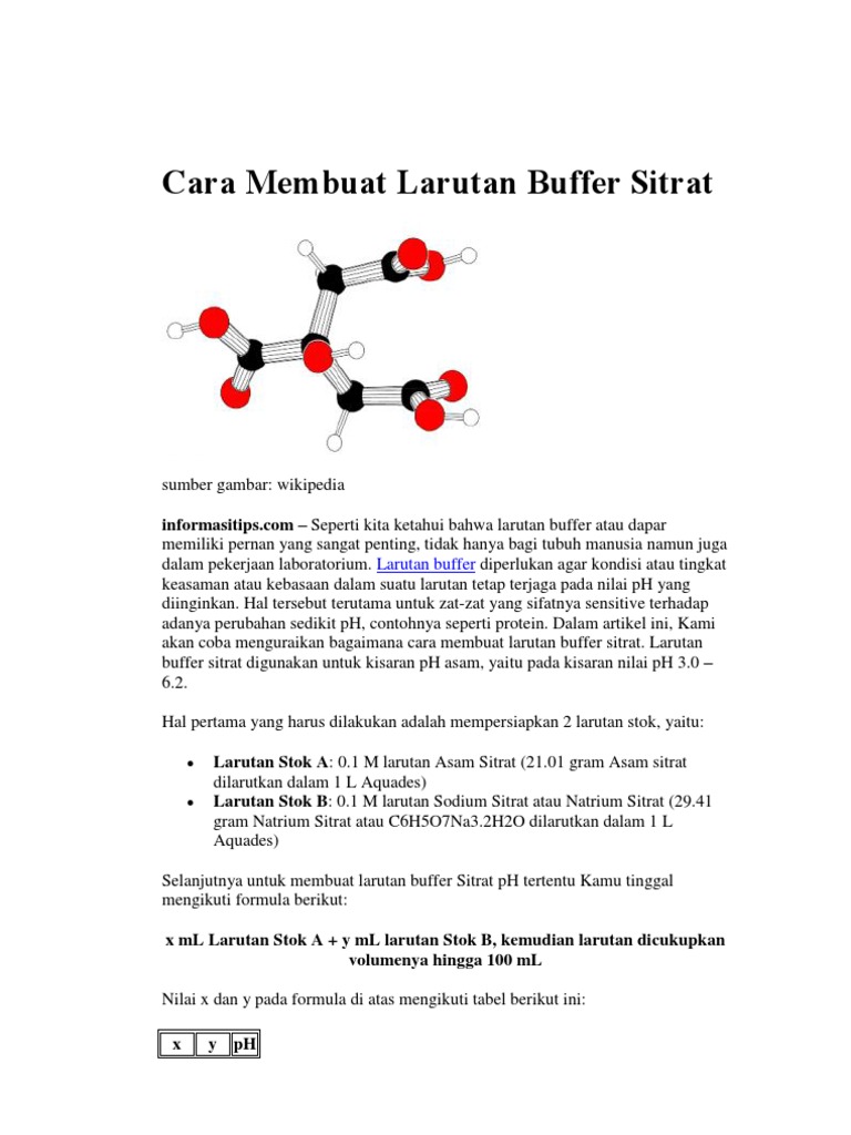 Cara Membuat Larutan Buffer Sitrat | PDF