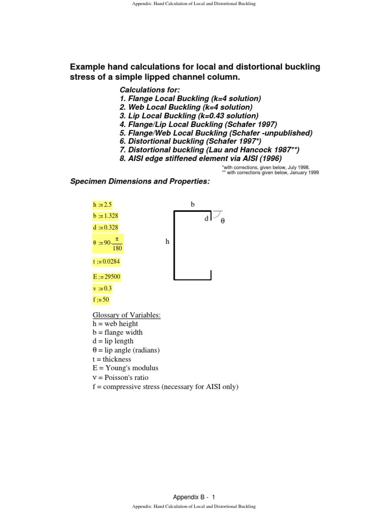 AISI Appendix B | PDF | Buckling | Stiffness