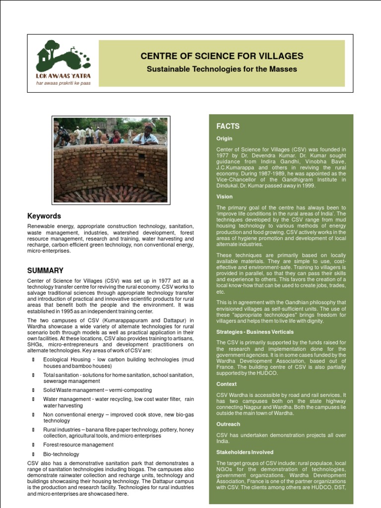 A Case Study - Centre of Science For Villages | PDF | Roof | Toilet