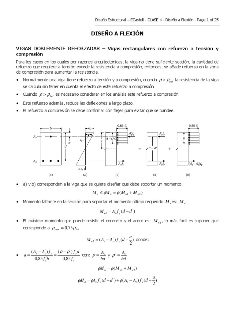 4b Diseño A Flexión Doble Y Vigas T Pdf Doblar Mecánica
