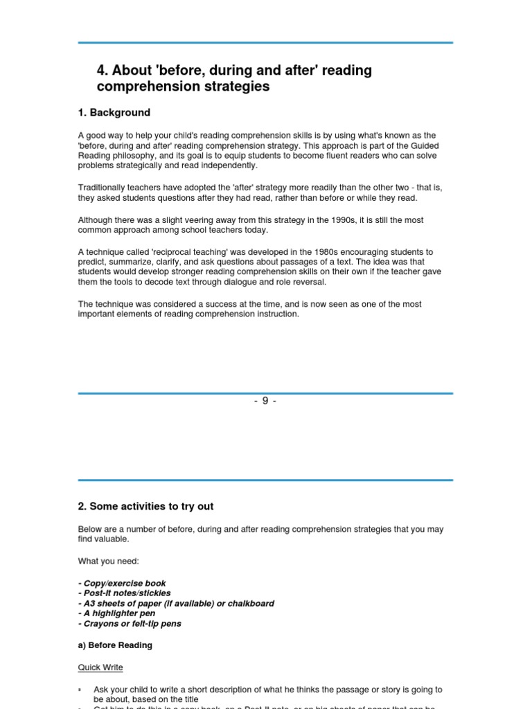 Excerpt a Practical Guide to Reading Comprehension | Reading ...