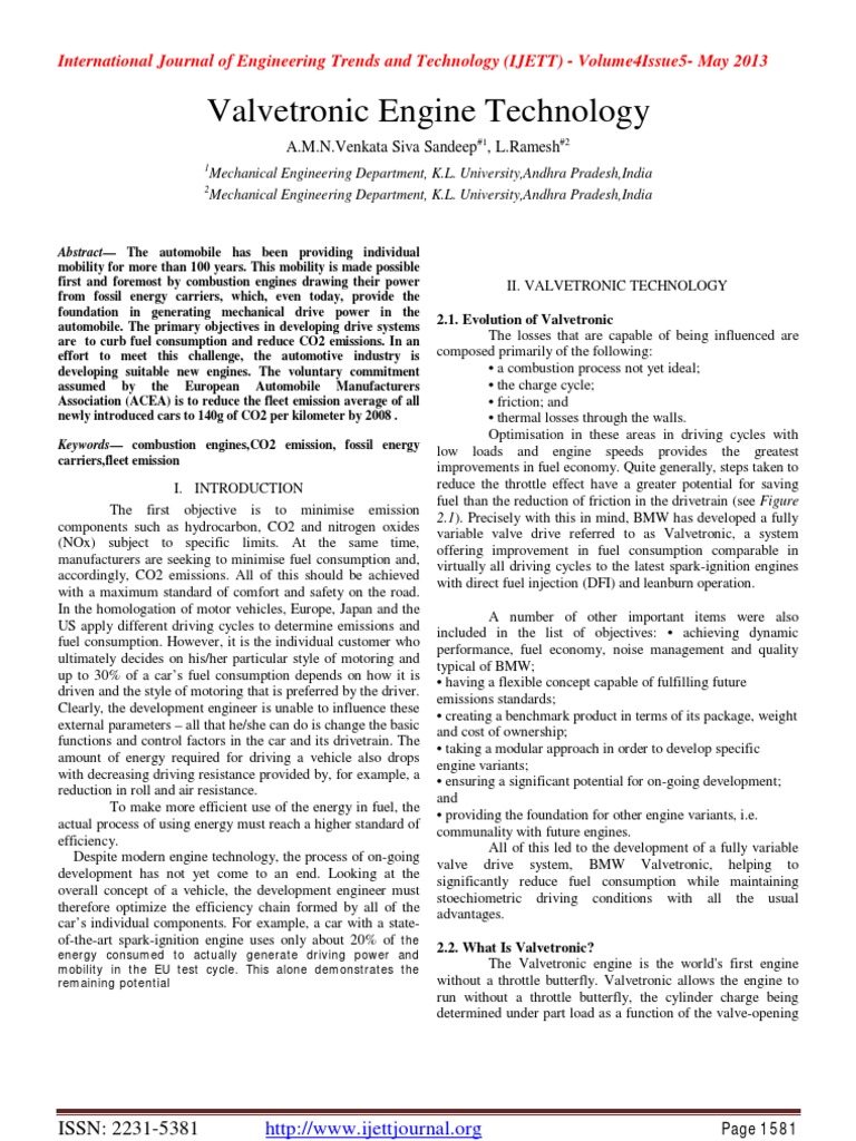 Valvetronic Engine | PDF | Internal Combustion Engine | Throttle