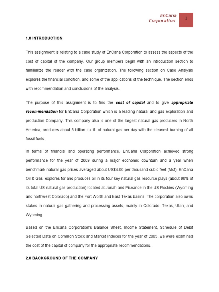 Encana Case Solution | PDF