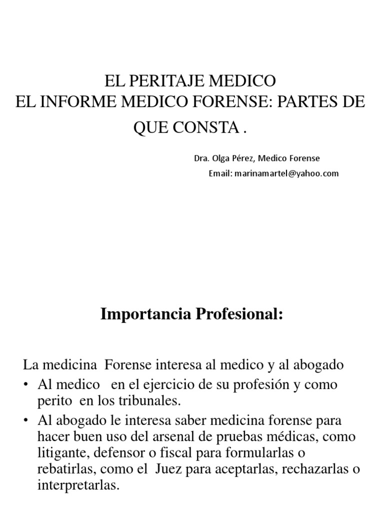El Informe Medico Forense Forma. | PDF | Testigo experto ...