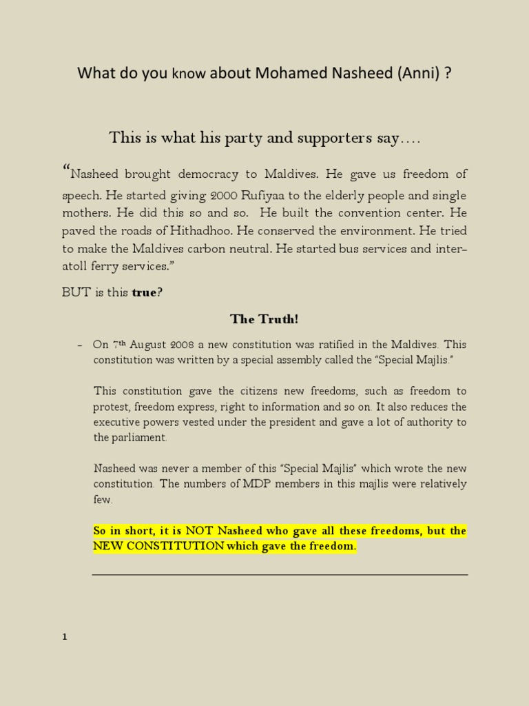 What Do You Know About Mohamed Nasheed | PDF | Government