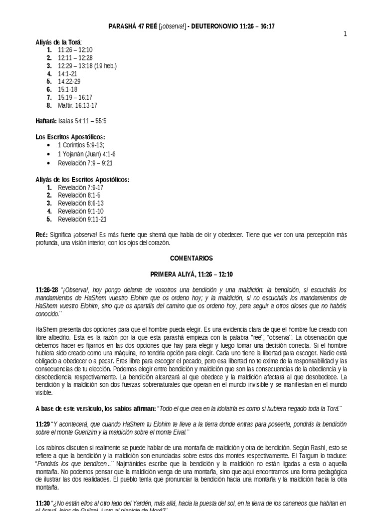 Parashá 47 Reé | PDF | Nombres de Dios en el judaísmo | La resurrección ...