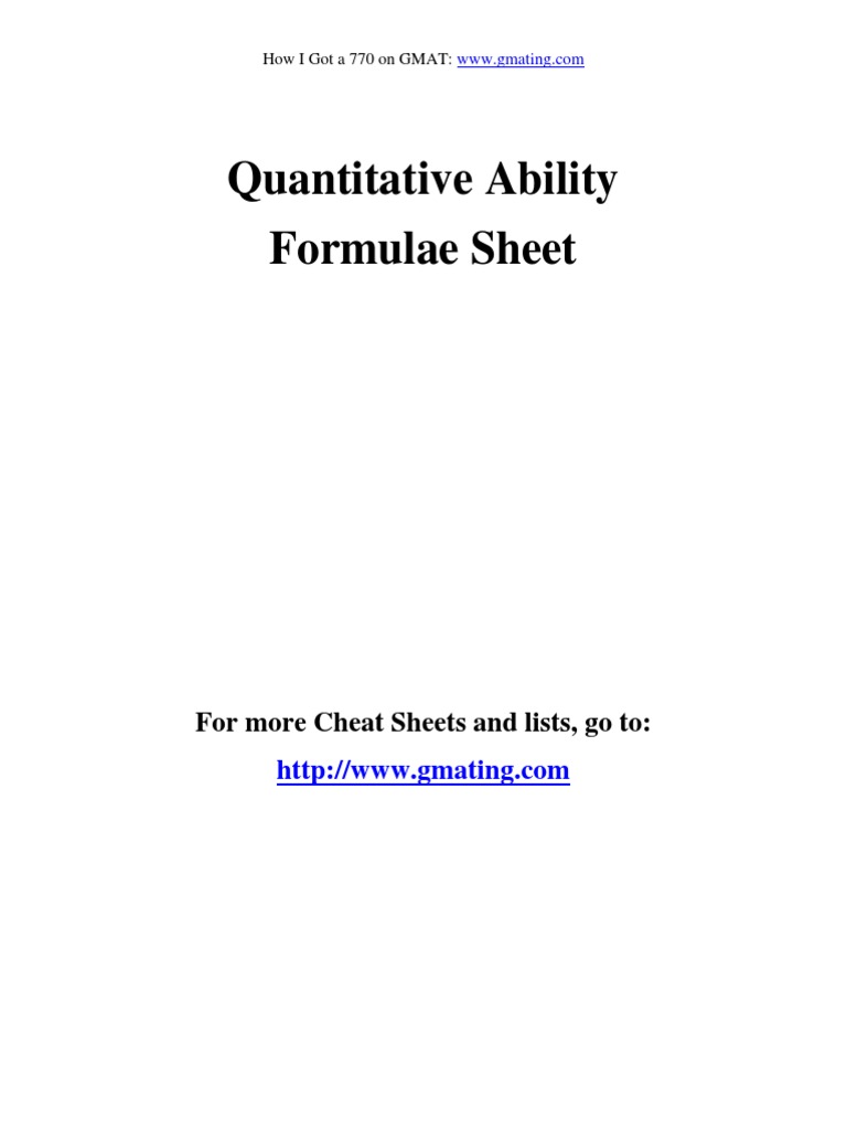 Quant Formulae Cheat Sheet | PDF | Rectangle | Triangle
