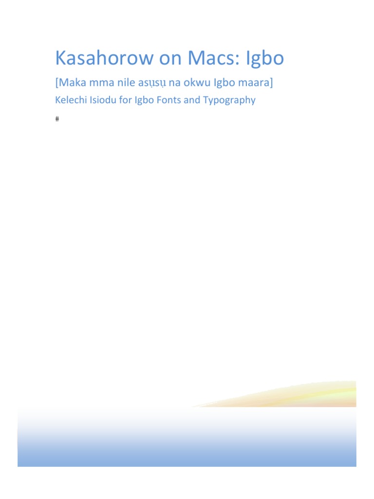 Igbo, Kasahorow - On - Macs - A - Guide PDF | PDF | Computer Keyboard ...
