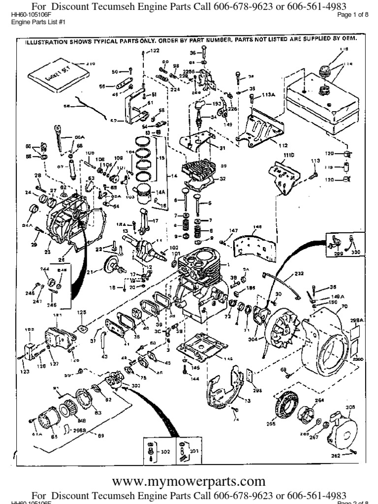 Tecumseh Engine Parts Manual HH60 105106F | PDF | Piston | Cylinder (Engine)