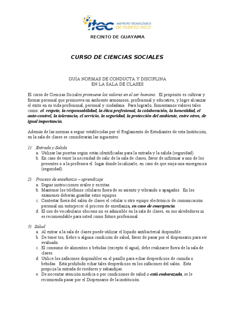 Guía de Normas en La Sala de Clases | PDF | Prueba (evaluación) | Maestros