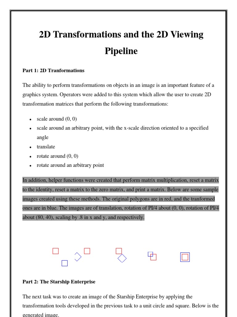 2D Transformations and The 2D Viewing Pipeline | PDF | 2 D Computer Graphics | Matrix (Mathematics)