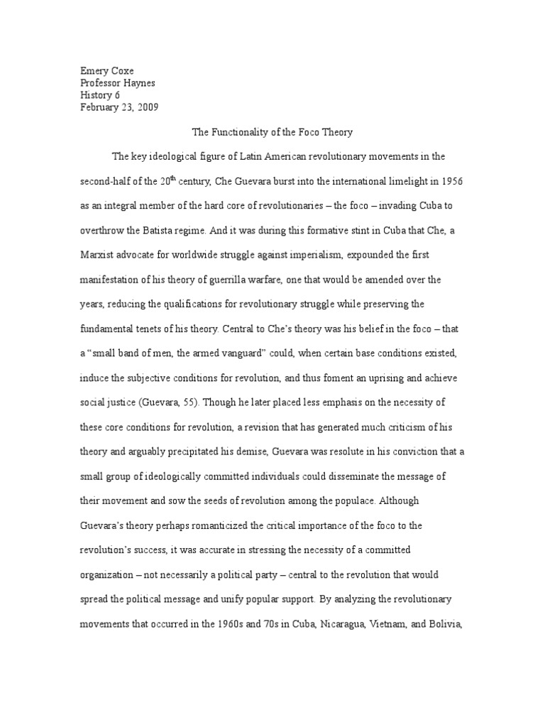 Guerrilla Warfare: The Functionality of Che Guevara's Foco Theory (Case ...