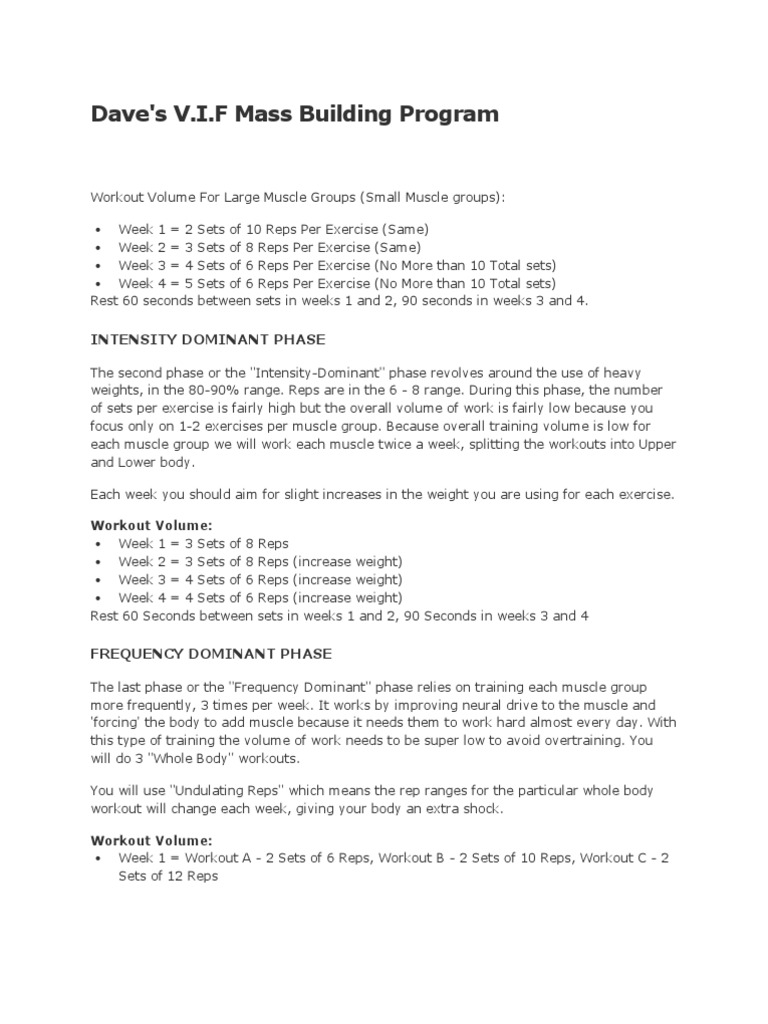 Dave's 12 Week Muscle Building Routine | PDF | Weight Training ...