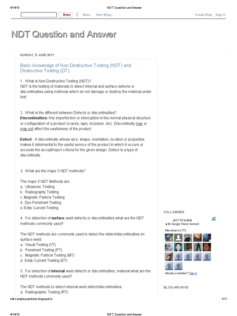 NDT Question and Answer | PDF | Nondestructive Testing | Inductor