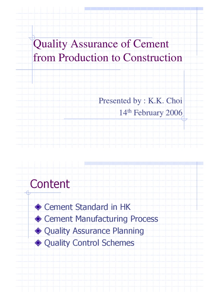 Quailty Assurance of Cement | PDF | Cement | Quality Assurance
